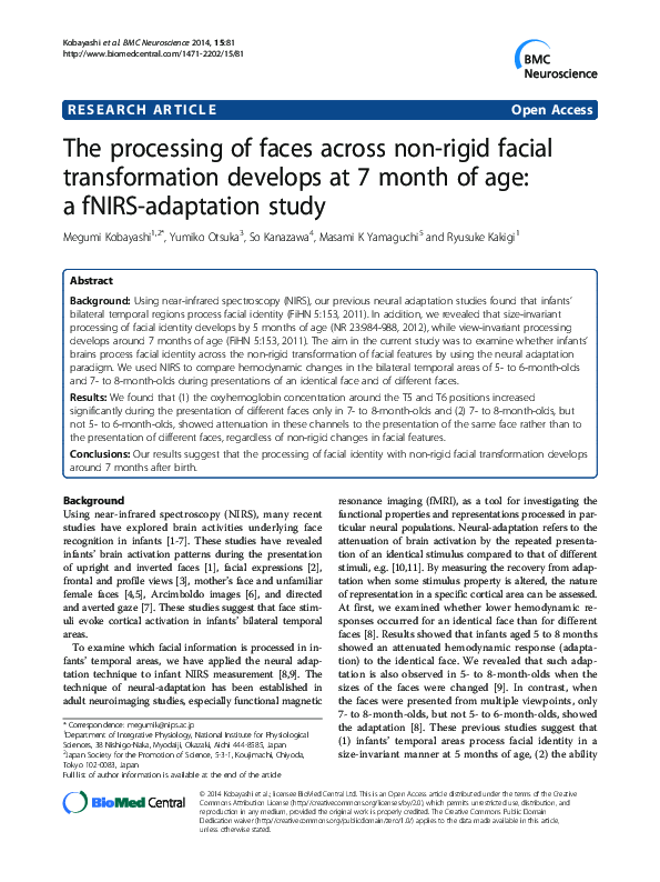 (PDF) The processing of faces across non-rigid facial transformation ...