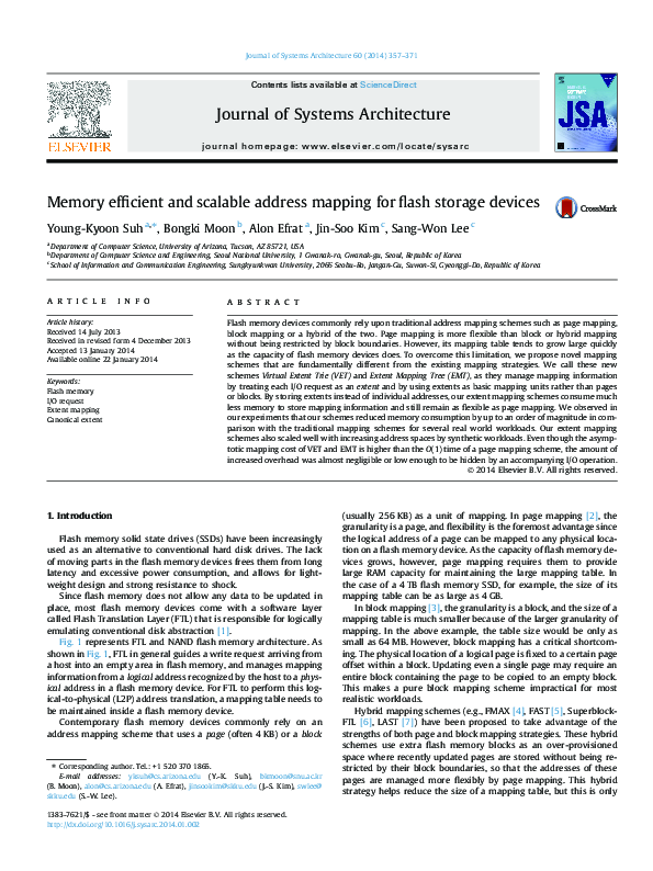 Pdf Memory Efficient And Scalable Address Mapping For Flash Storage