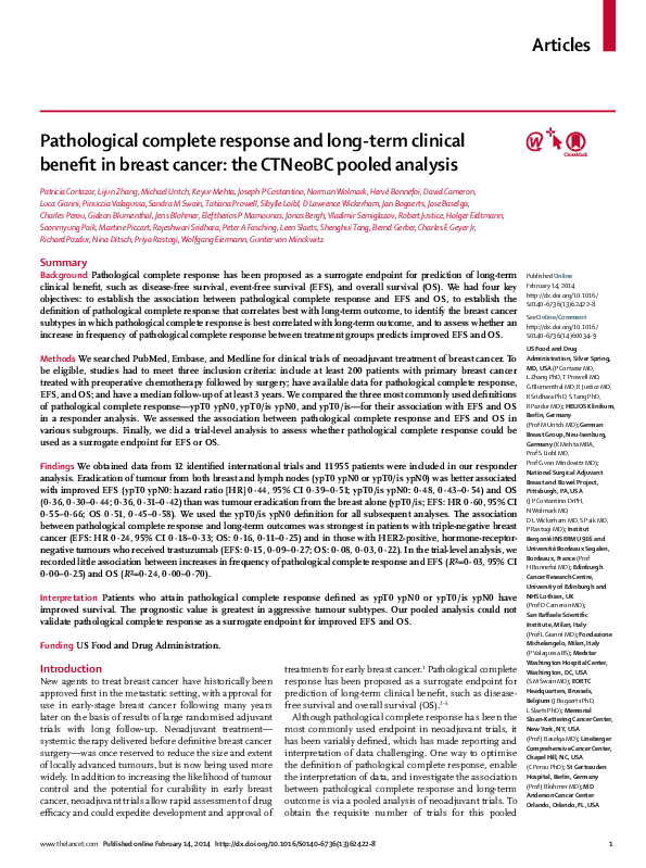 (PDF) Pathological complete response and long-term clinical benefit in breast cancer: the ...