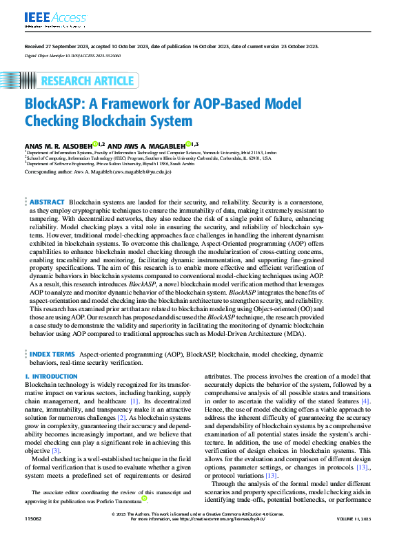 (PDF) BlockASP: A Framework for AOP-Based Model Checking Blockchain System