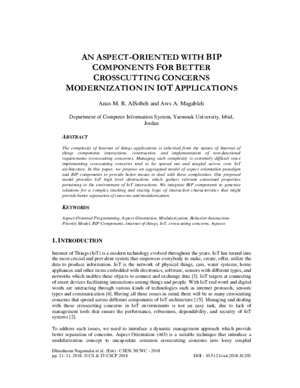 (PDF) An Aspect-Oriented With BIP Components for Better Crosscutting Concerns Modernization in ...