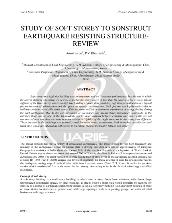 (PDF) To Study of Soft Storey to Construct Earthquake Resisting ...