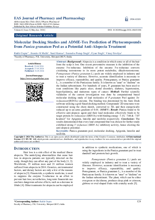 (PDF) Molecular Docking Studies and ADME-Tox Prediction of ...