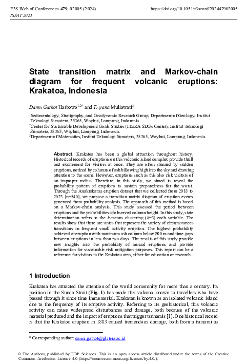 (PDF) State transition matrix and Markov-chain diagram for frequent volcanic eruptions: Krakatoa ...