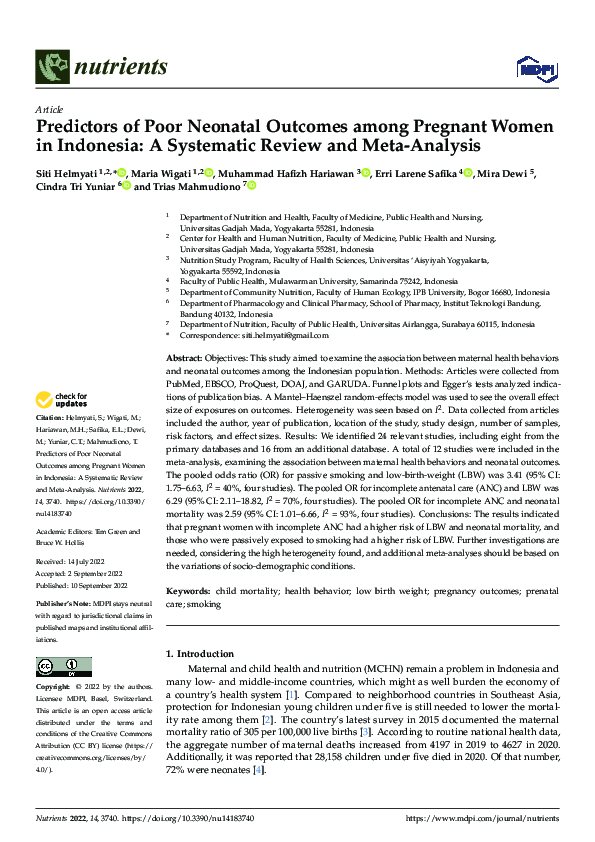 (PDF) Predictors of Poor Neonatal Outcomes among Pregnant Women in ...