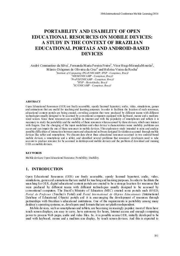 (PDF) Portability and Usability of Open Educational Resources on Mobile ...