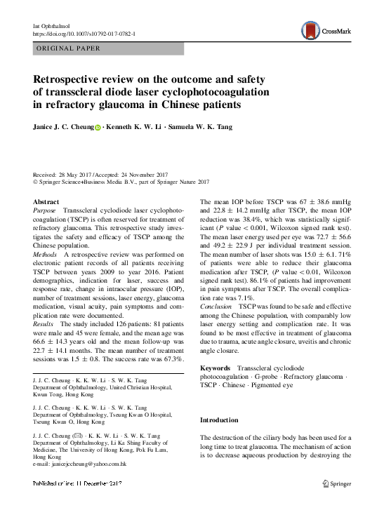 (PDF) Retrospective review on the outcome and safety of transscleral ...