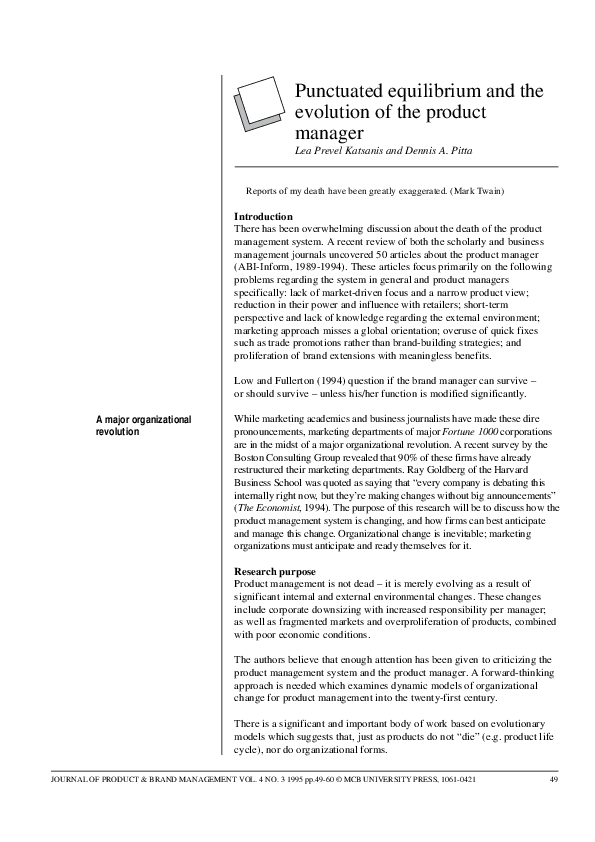 (PDF) Punctuated equilibrium and the evolution of the product manager