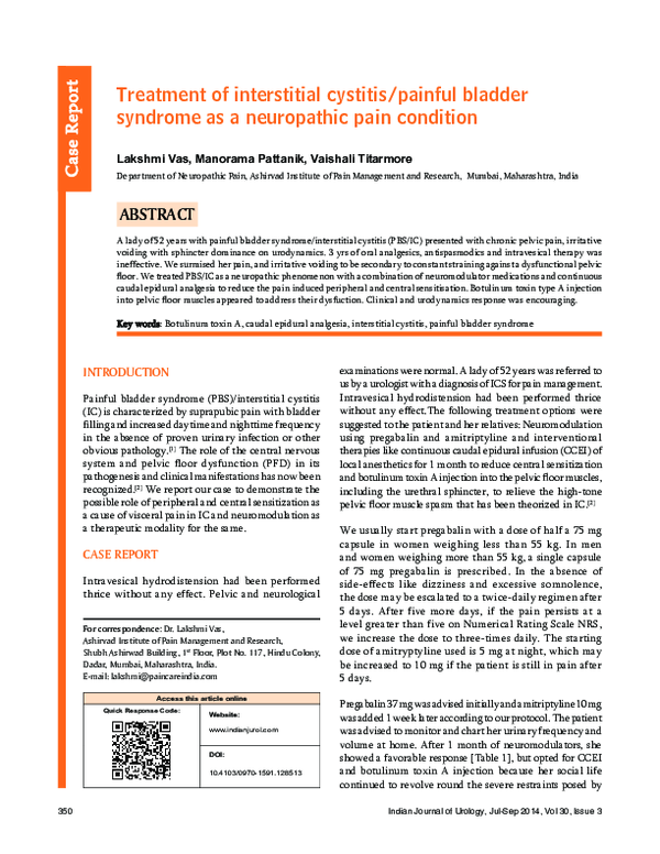 (PDF) Treatment of interstitial cystitis/painful bladder syndrome as a ...
