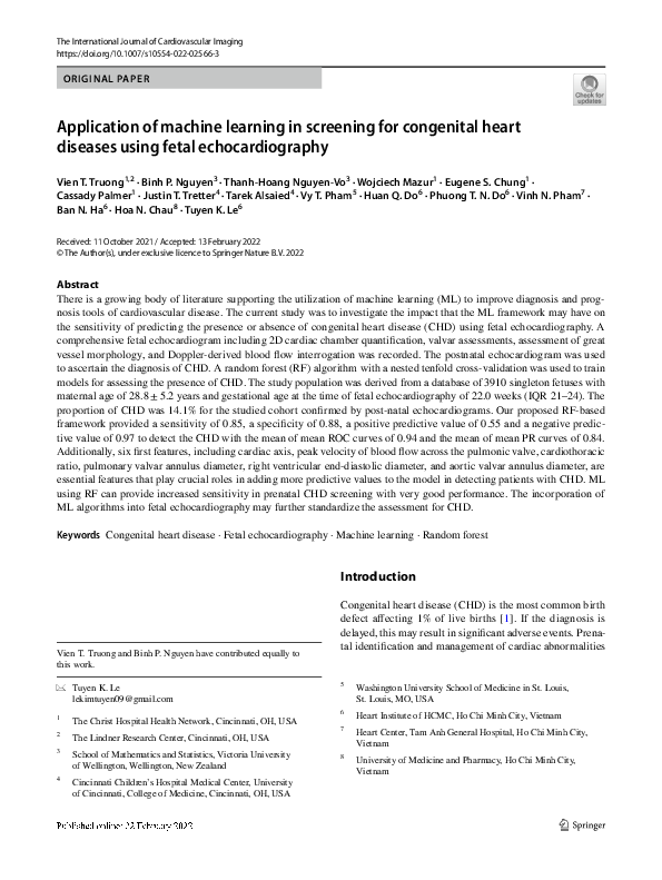 (PDF) Application of machine learning in screening for congenital heart ...