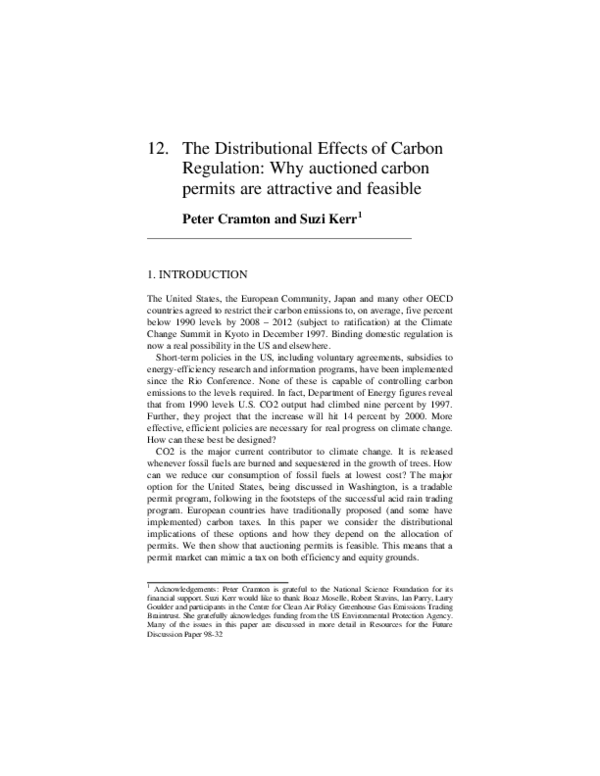 (PDF) The Distributional Effects of Carbon Regulation: Why Auctioned ...