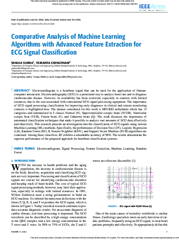 (PDF) Comparative Analysis of Machine Learning Algorithms with Advanced Feature Extraction for ...