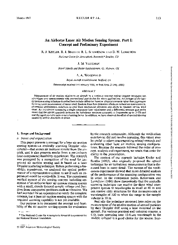 (PDF) An Airborne Laser Air Motion Sensing System. Part I: Concept and Preliminary Experiment