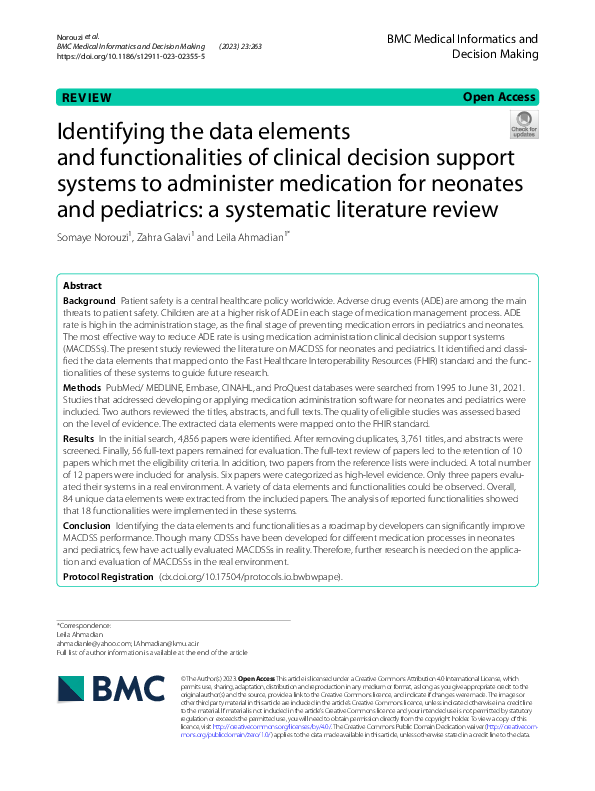 (PDF) Identifying the data elements and functionalities of clinical decision support systems to ...