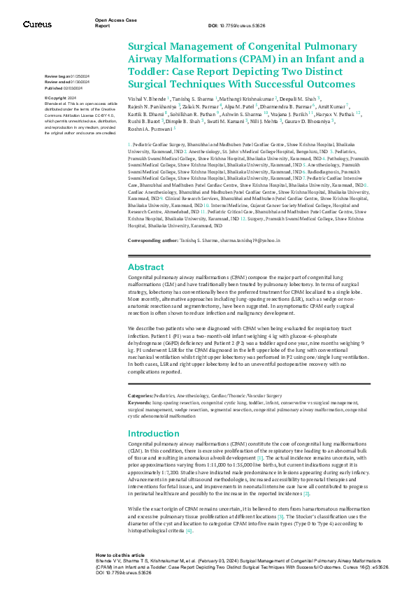 (PDF) Surgical Management of Congenital Pulmonary Airway Malformations ...