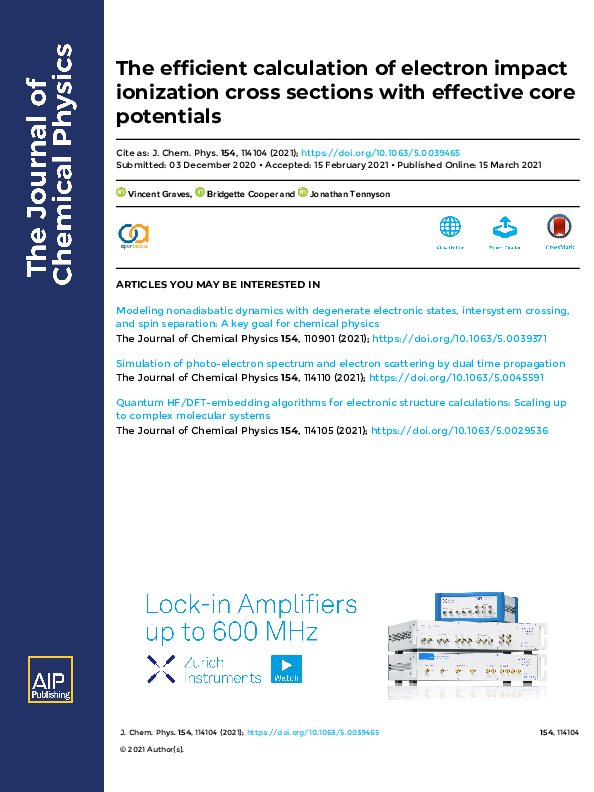 (PDF) The efficient calculation of electron impact ionization cross ...