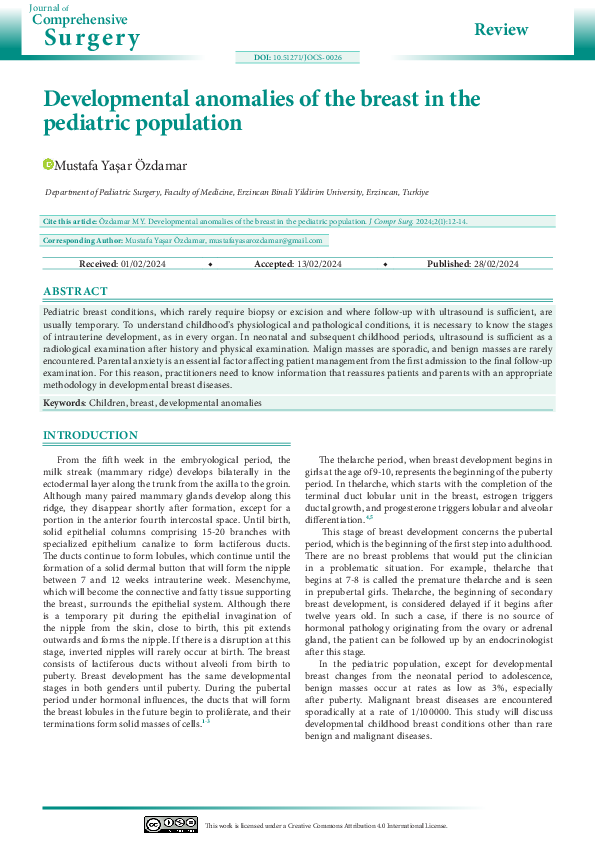 (PDF) Developmental anomalies of the breast in the pediatric population