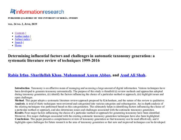 Pdf Determining Influential Factors And Challenges In Automatic
