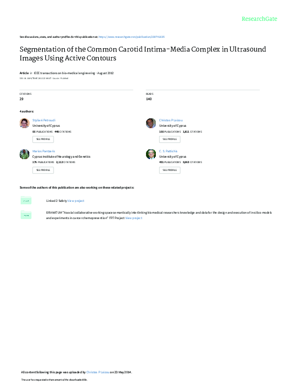 (PDF) Segmentation of the Common Carotid Intima-Media Complex in ...