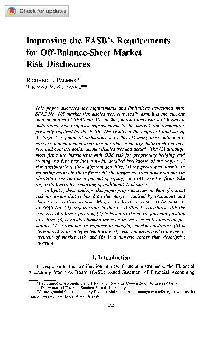 (PDF) Improving the FASB's Requirements for Off-Balance-Sheet Market ...