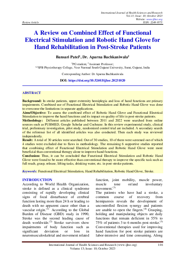 (PDF) A Review on Combined Effect of Functional Electrical Stimulation ...