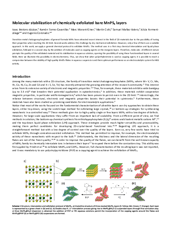 (PDF) Molecular stabilization of chemically exfoliated bare MnPS3 layers