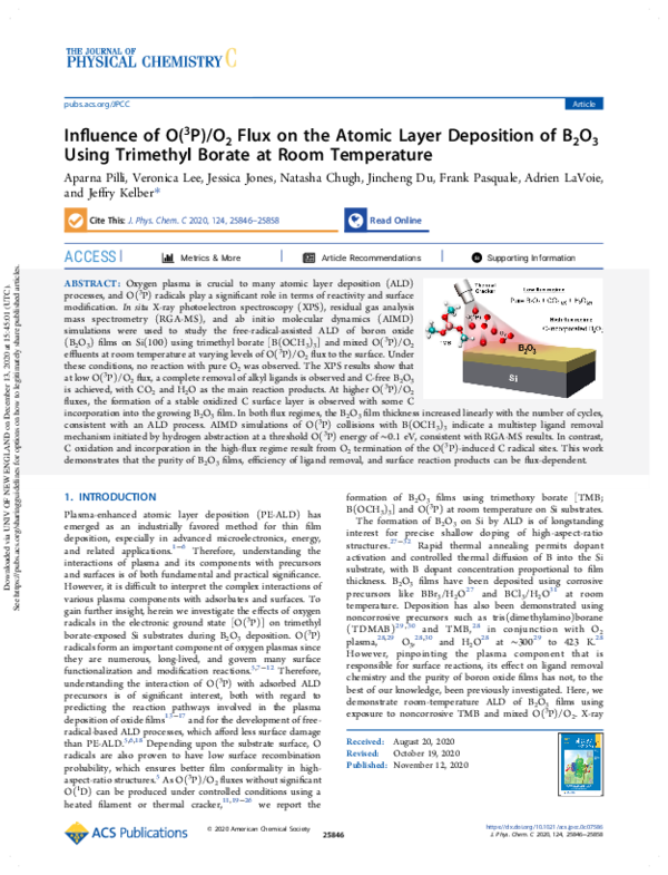 (PDF) Influence of O(3P)/O2 Flux on the Atomic Layer Deposition of B2O3 Using Trimethyl Borate ...