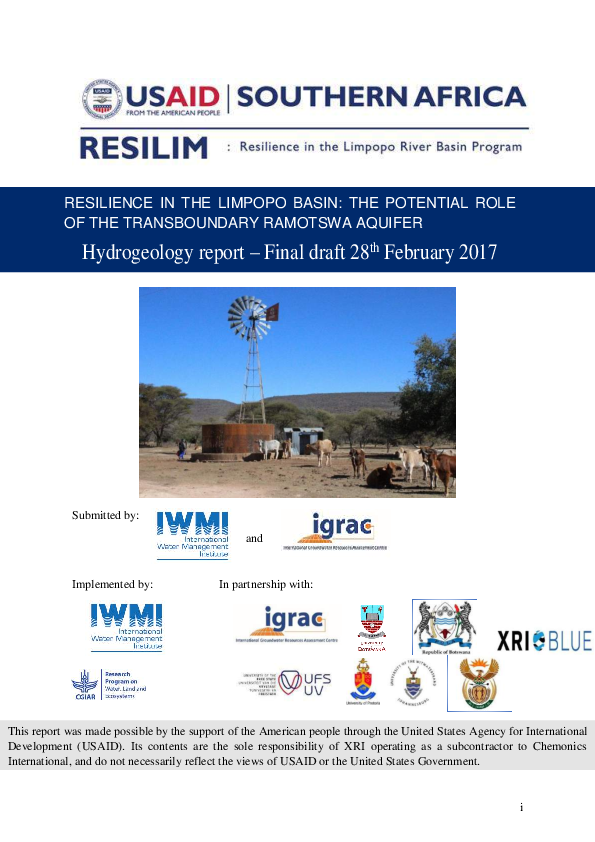(PDF) Resilience in the Limpopo Basin : The potential role of the ...