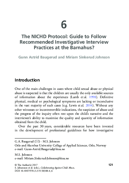 (PDF) The NICHD Protocol: Guide to Follow Recommended Investigative ...