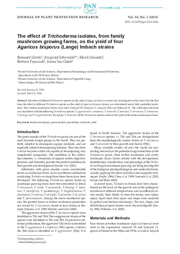 (PDF) The effect of Trichoderma isolates, from family mushroom growing ...