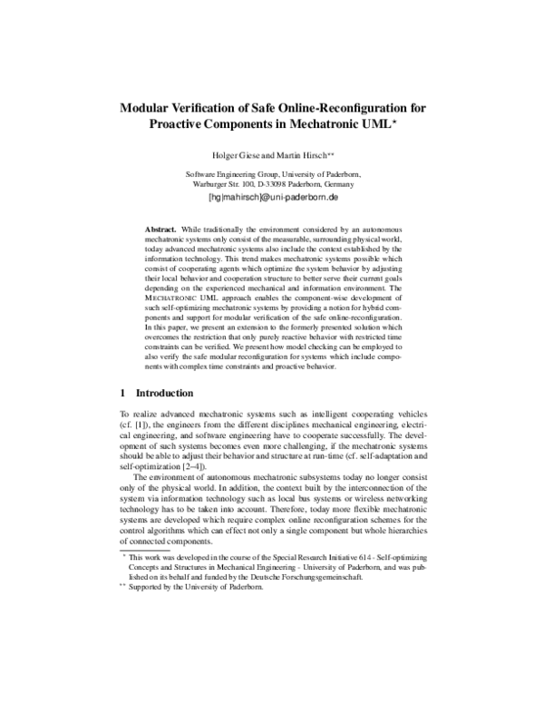 (PDF) Modular Verification of Safe Online-Reconfiguration for Proactive ...