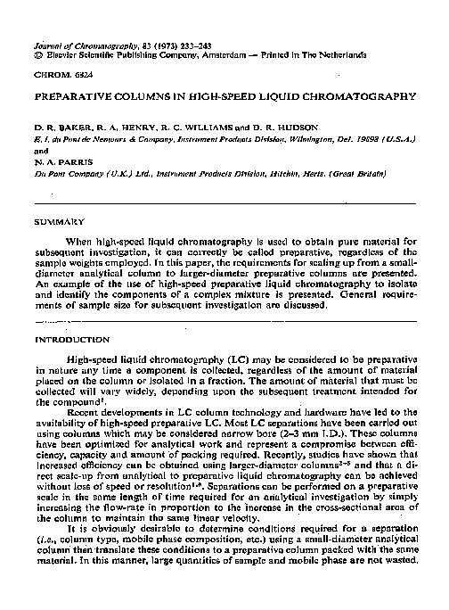 (PDF) Preparative columns in high-speed liquid chromatography
