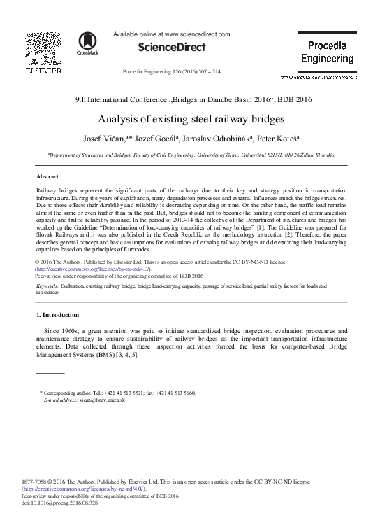(PDF) Analysis of Existing Steel Railway Bridges