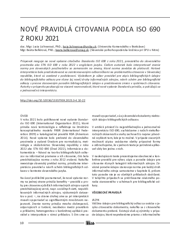 (PDF) Nové Pravidlá Citovania Podľa Iso 690 Z Roku 2021