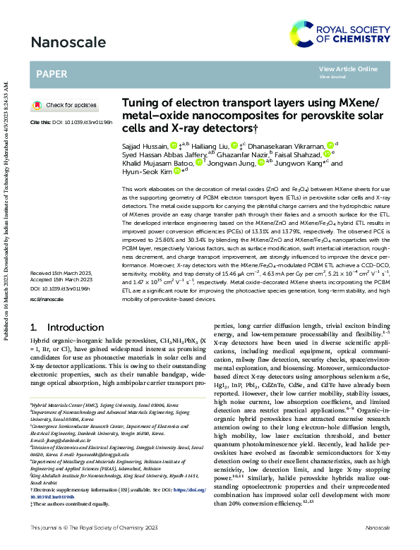 (PDF) Tuning of electron transport layers using MXene/ metal-oxide ...