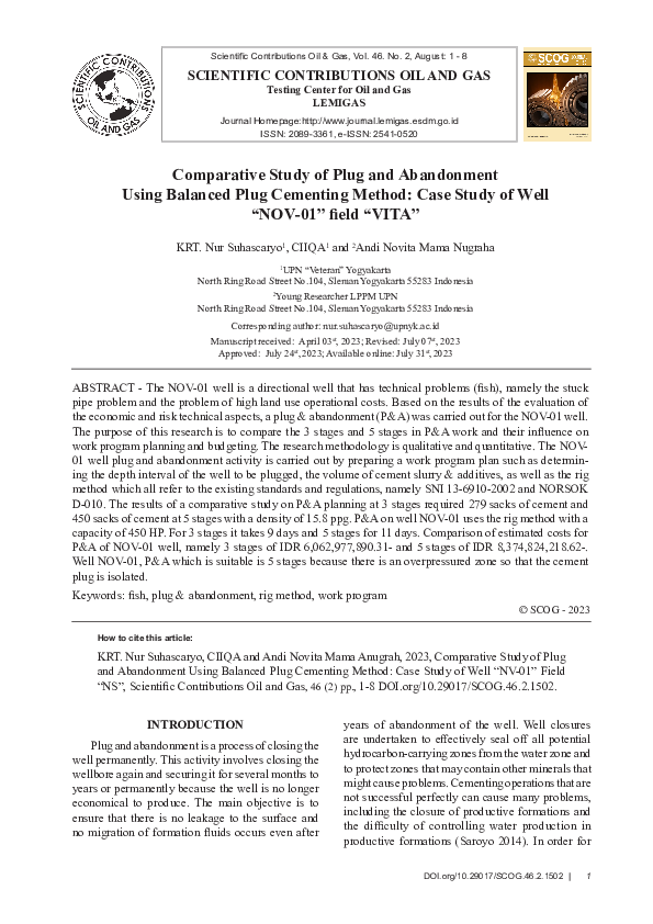 (PDF) Comparative Study of Plug and Abandonment Using Balanced Plug ...