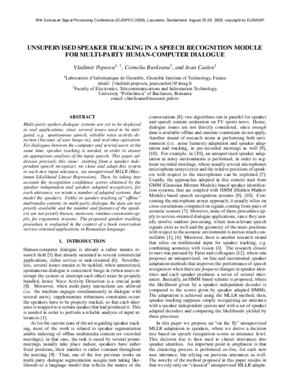 (PDF) Unsupervised speaker tracking in a speech recognition module for multi-party human ...