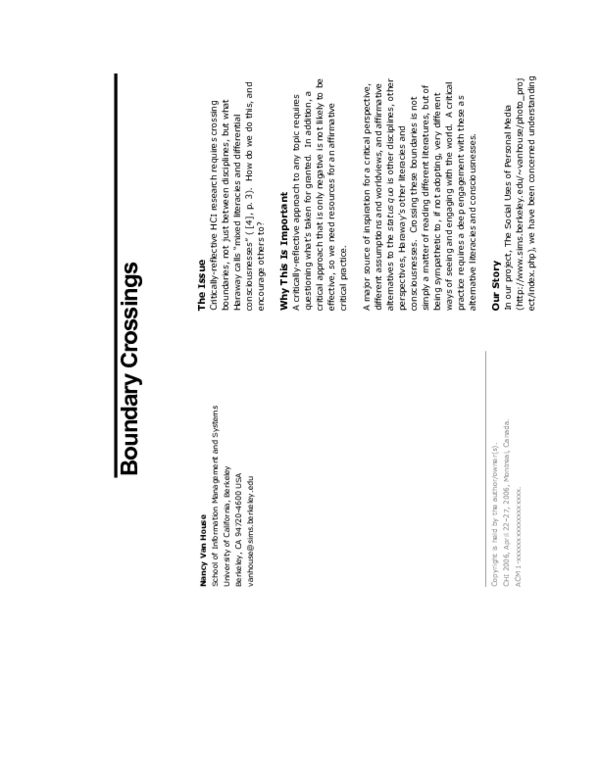 (PDF) Boundary Crossings