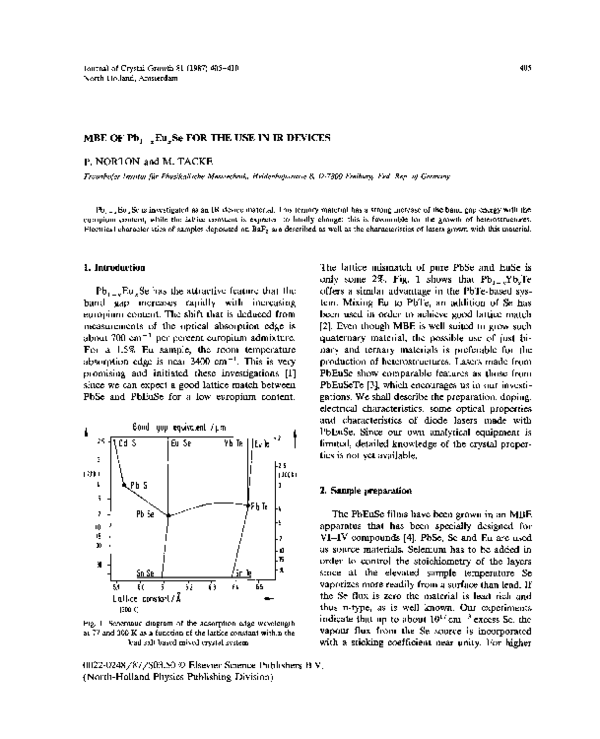 (PDF) MBE of Pb1−xEuxSe for the use in IR devices