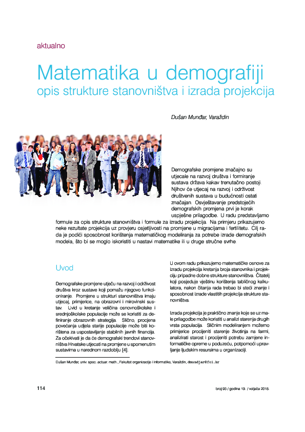 (PDF) Mathematics in demography: Population structure and projections