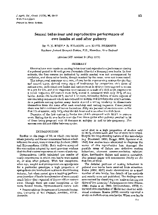 (PDF) Sexual behaviour and reproductive performance of ewe lambs at and ...
