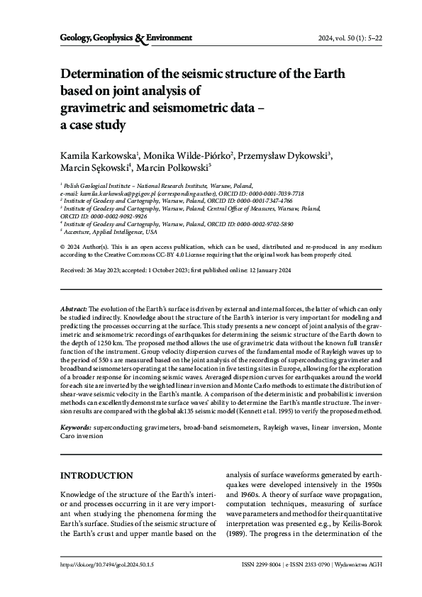 (PDF) Determination of the seismic structure of the Earth based on ...