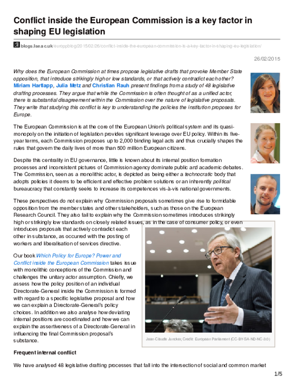 (PDF) Conflict inside the European Commission is a key factor in ...