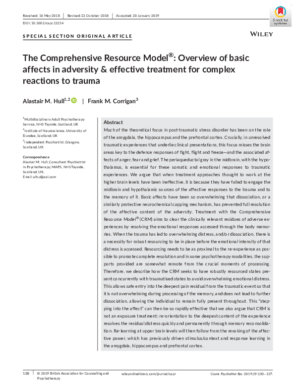 (PDF) The Comprehensive Resource Model® : Overview of basic affects in ...
