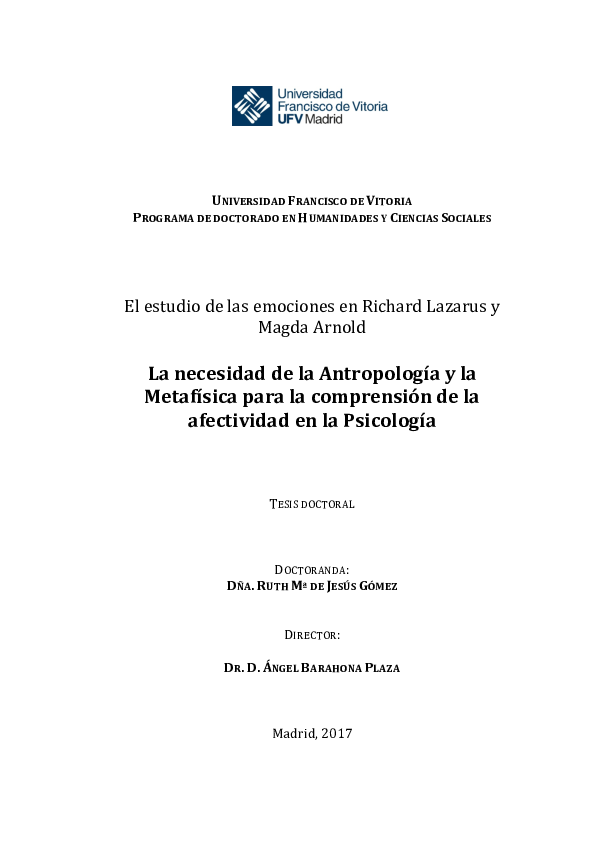 (PDF) El estudio de las emociones en Richard Lazarus y Magda Arnold. La ...