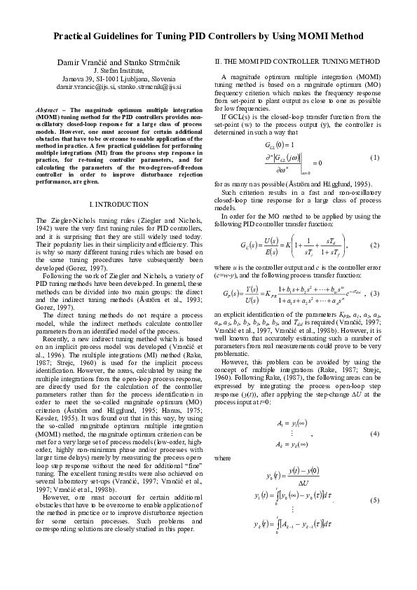 Pdf Practical Guidelines For Tuning Pid Controllers By Using Momi Method