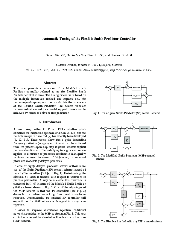 (PDF) Automatic tuning of the flexible Smith predictor controller