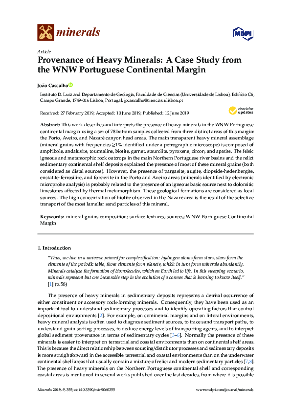 (PDF) Provenance of Heavy Minerals: A Case Study from the WNW Portuguese Continental Margin ...