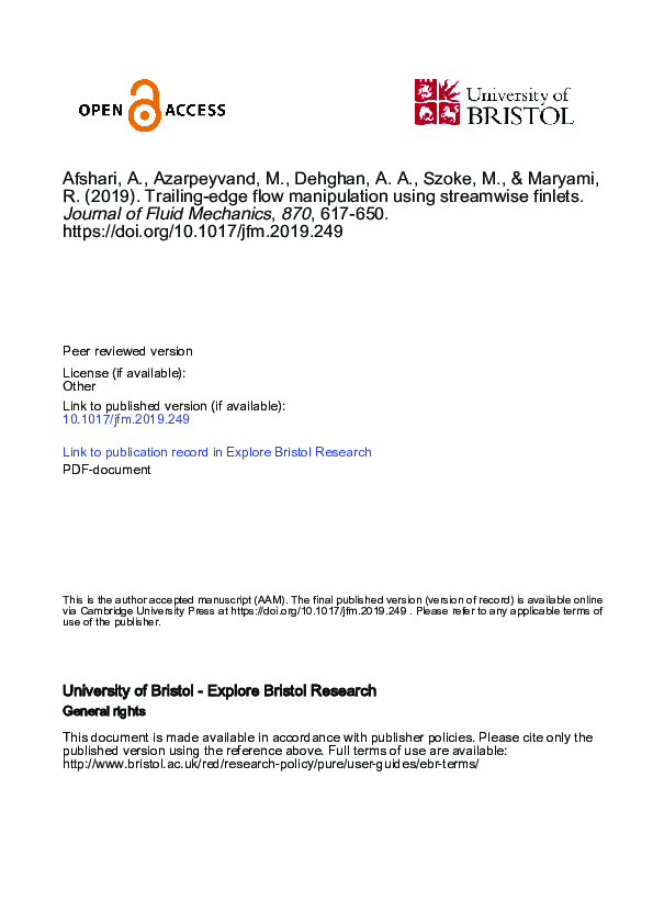 (PDF) Trailing-edge flow manipulation using streamwise finlets (PDF) Trailing-edge flow manipulation using streamwise finlets