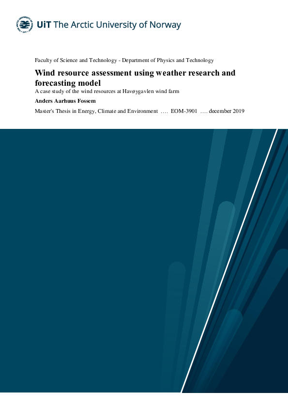 (PDF) Wind resource assessment using weather research and forecasting model.A case study of the ...